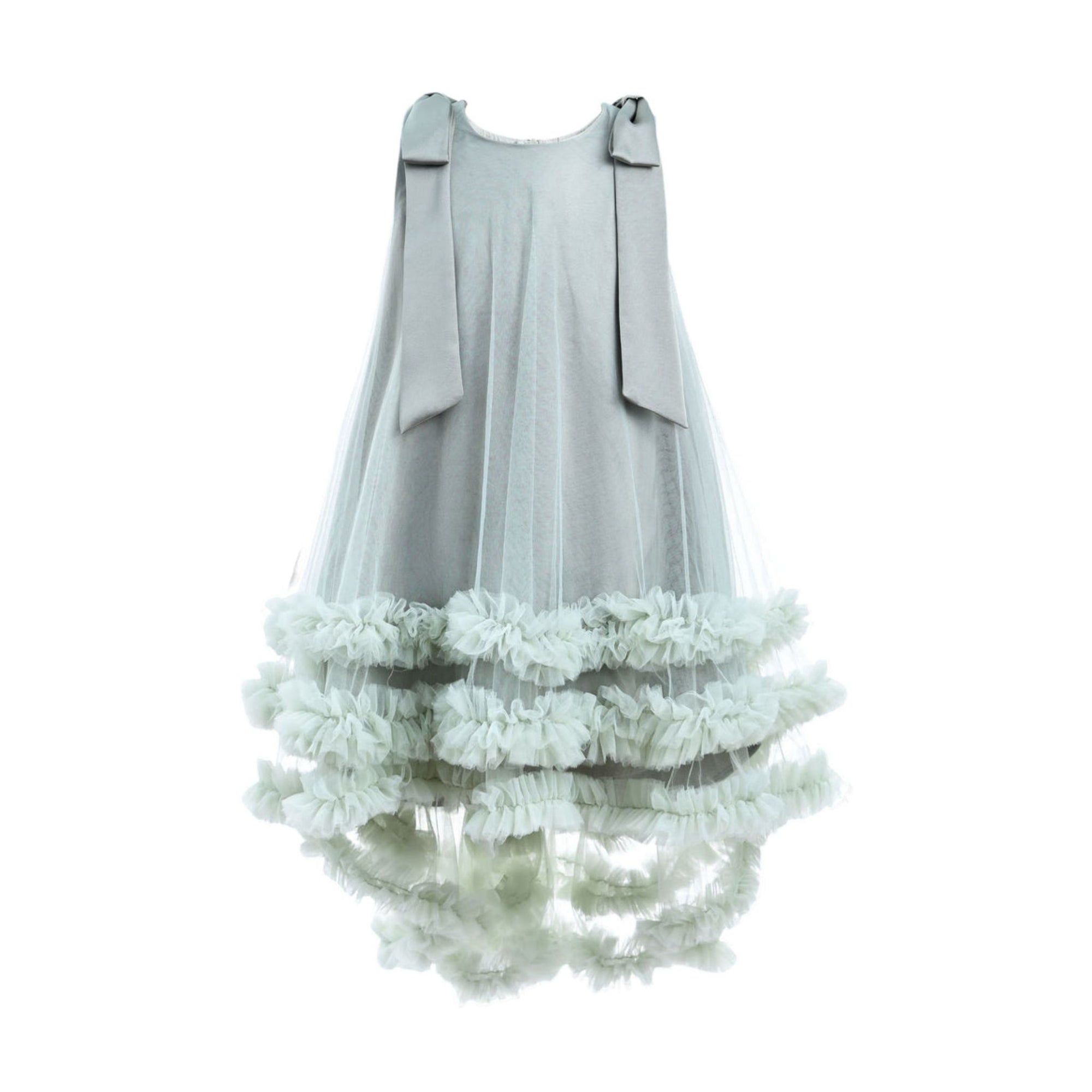 Green Violeta Sleeveless Ruffle Overlay Dress - Tulleen.com