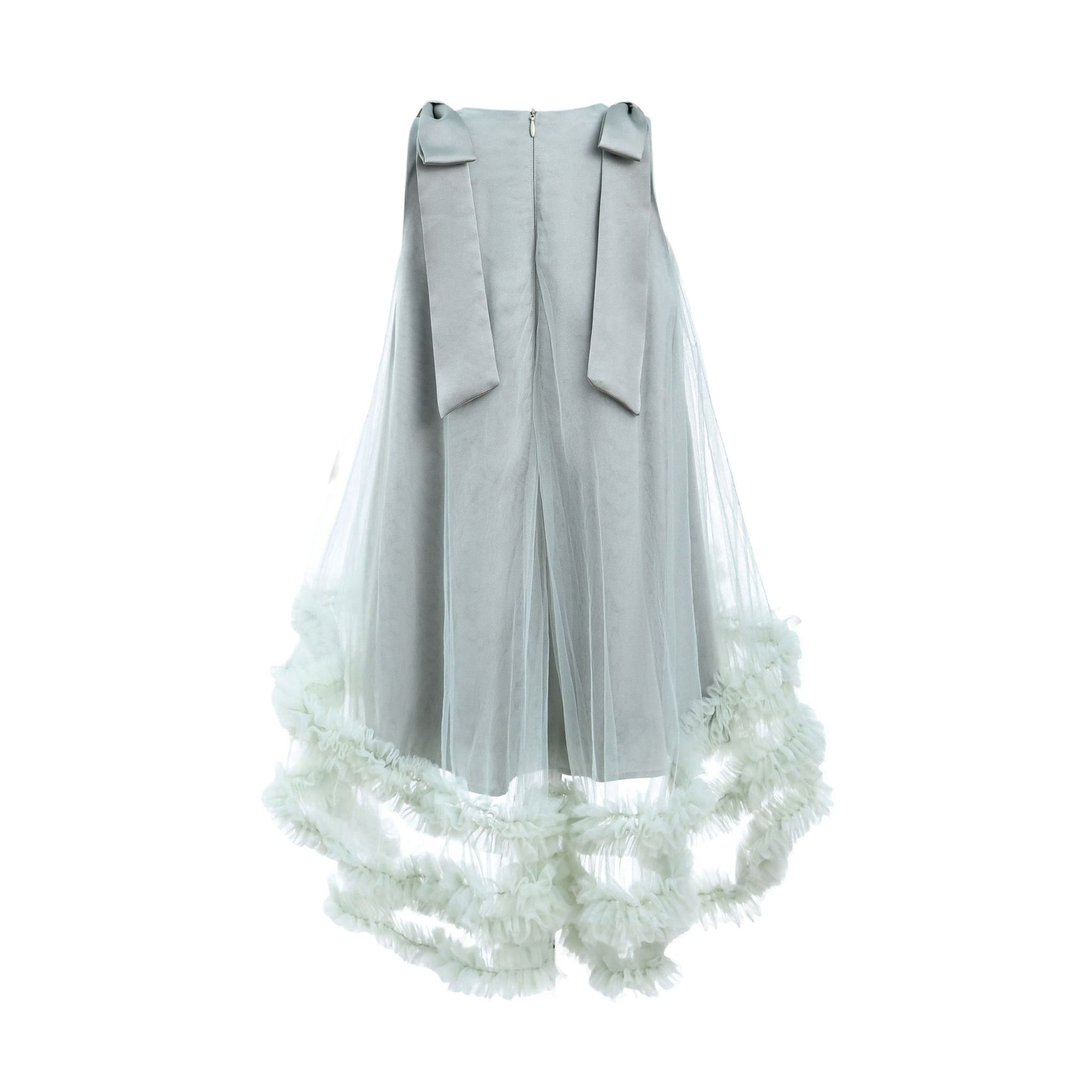 Green Violeta Sleeveless Ruffle Overlay Dress - Tulleen.com